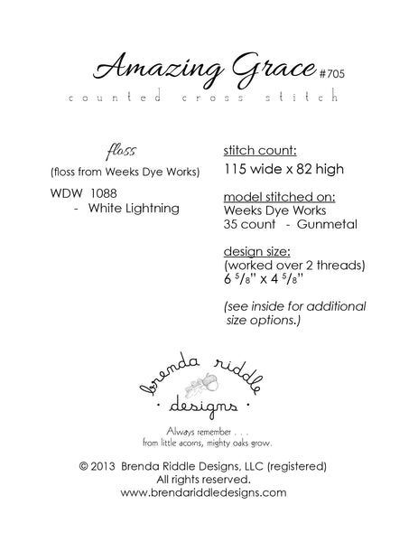 Amazing Grace - cross stitch PDF chart – brenda riddle designs