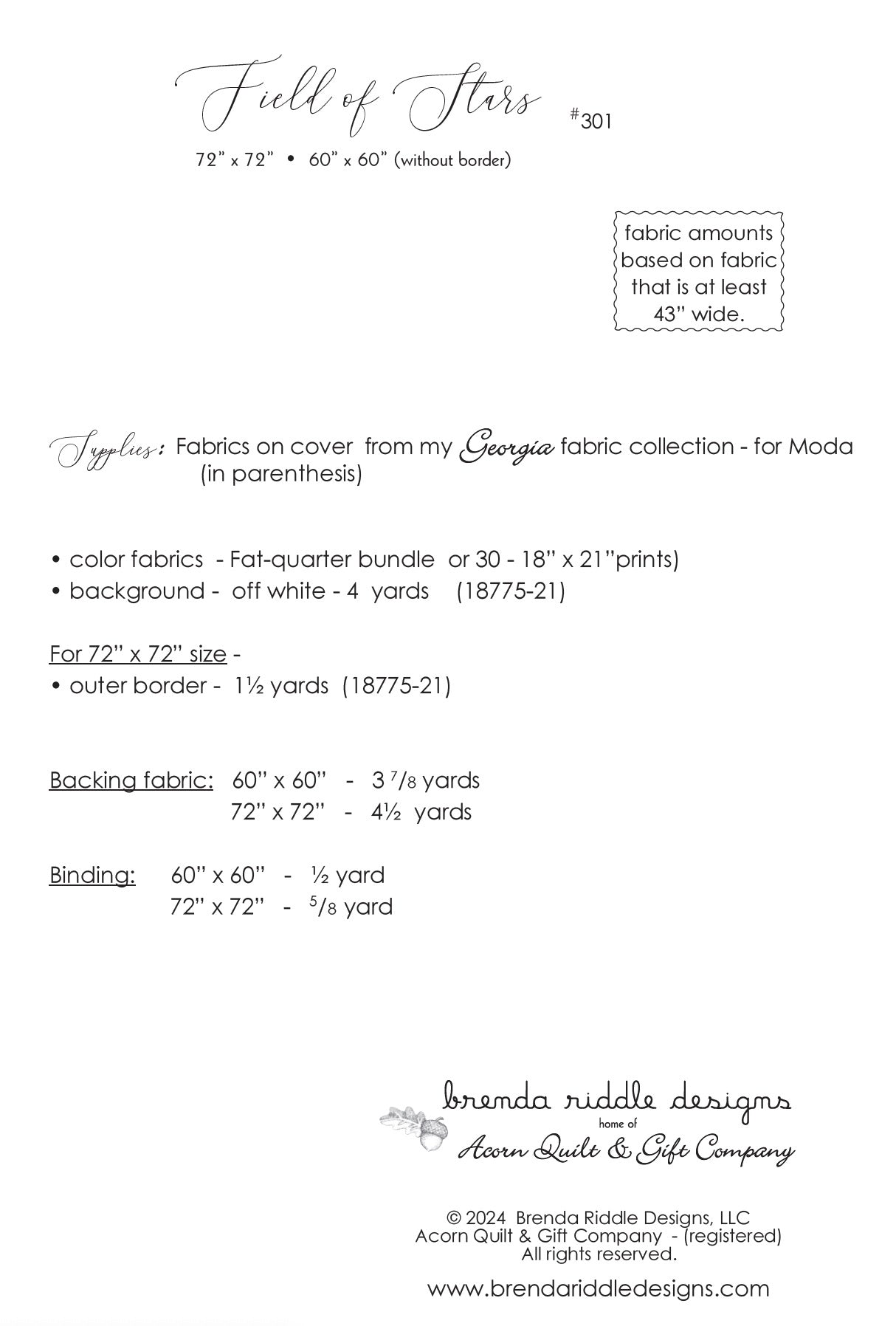 Field of Stars - PDF pattern – brenda riddle designs