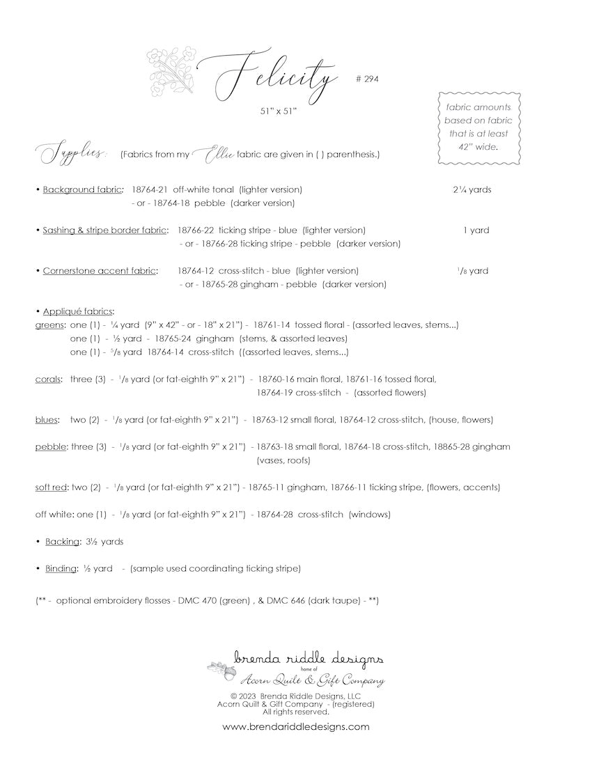Felicity - PDF pattern – brenda riddle designs