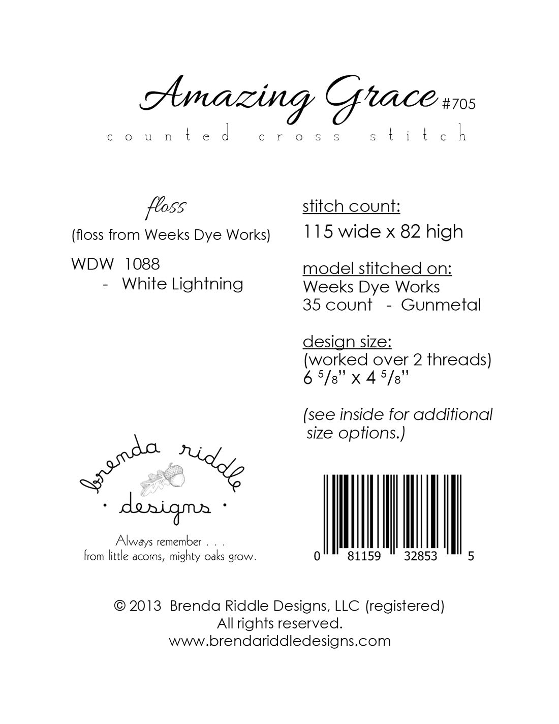 Amazing Grace - cross stitch PDF chart – brenda riddle designs