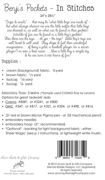 Benji's Pockets - In Stitches - PDF pattern – brenda riddle designs
