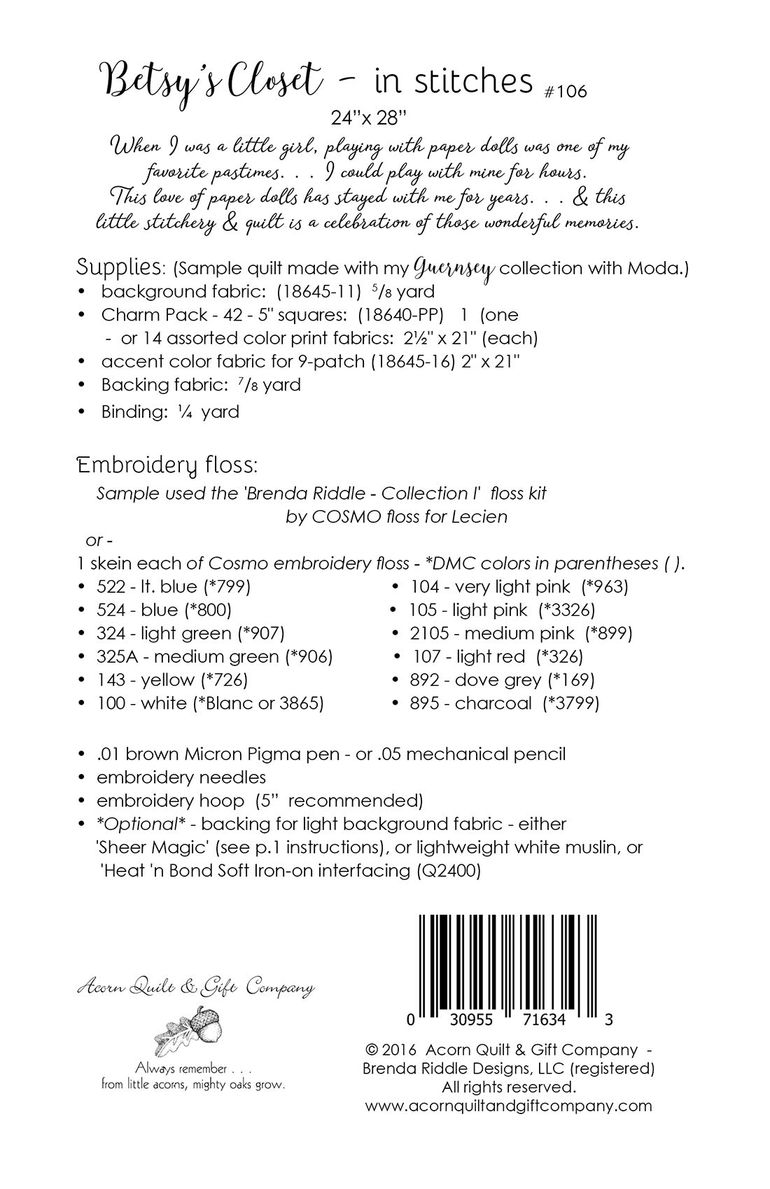 Betsy's Closet - In Stitches - PDF pattern – brenda riddle designs