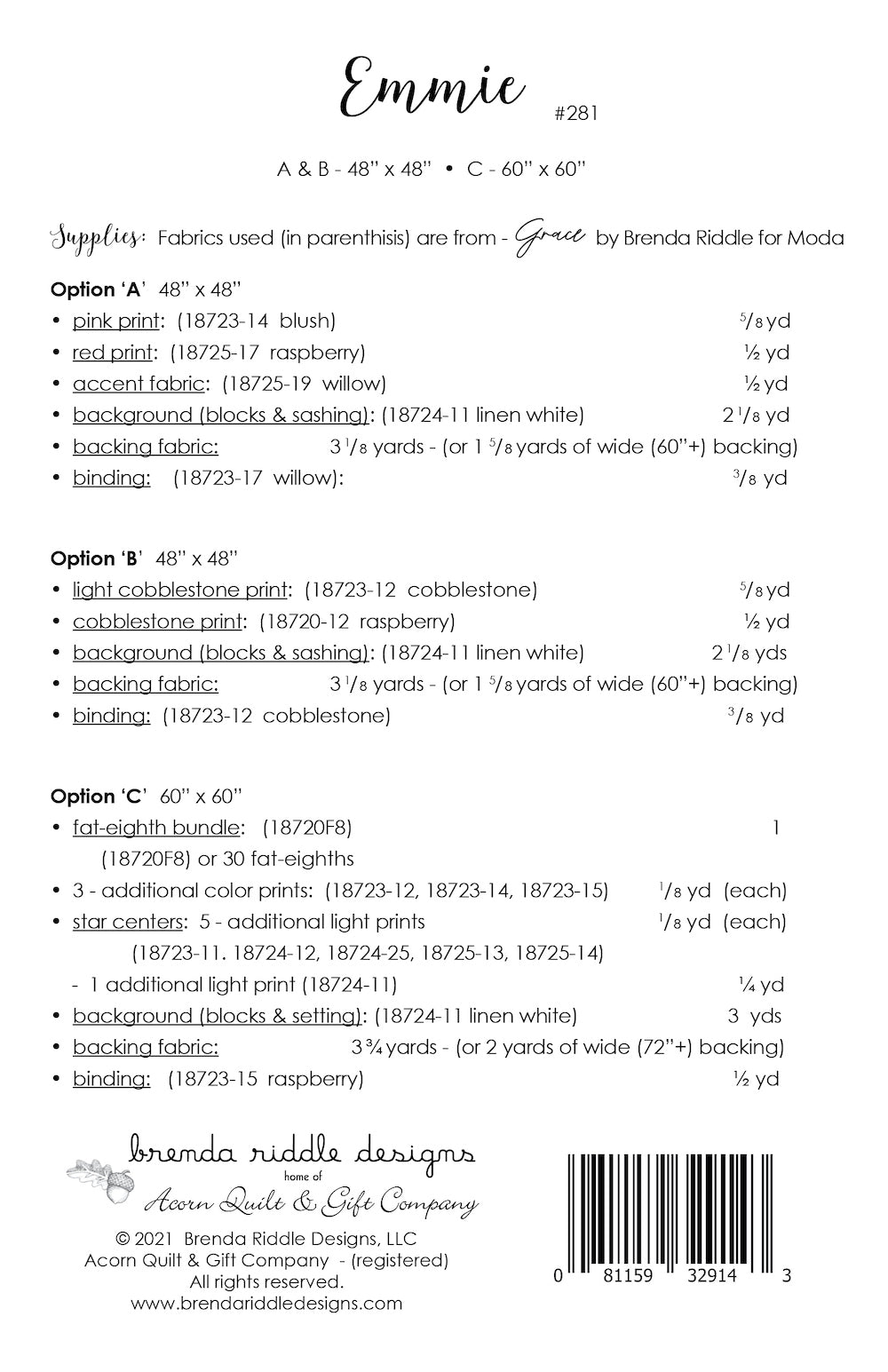 Emmie - PDF pattern – brenda riddle designs