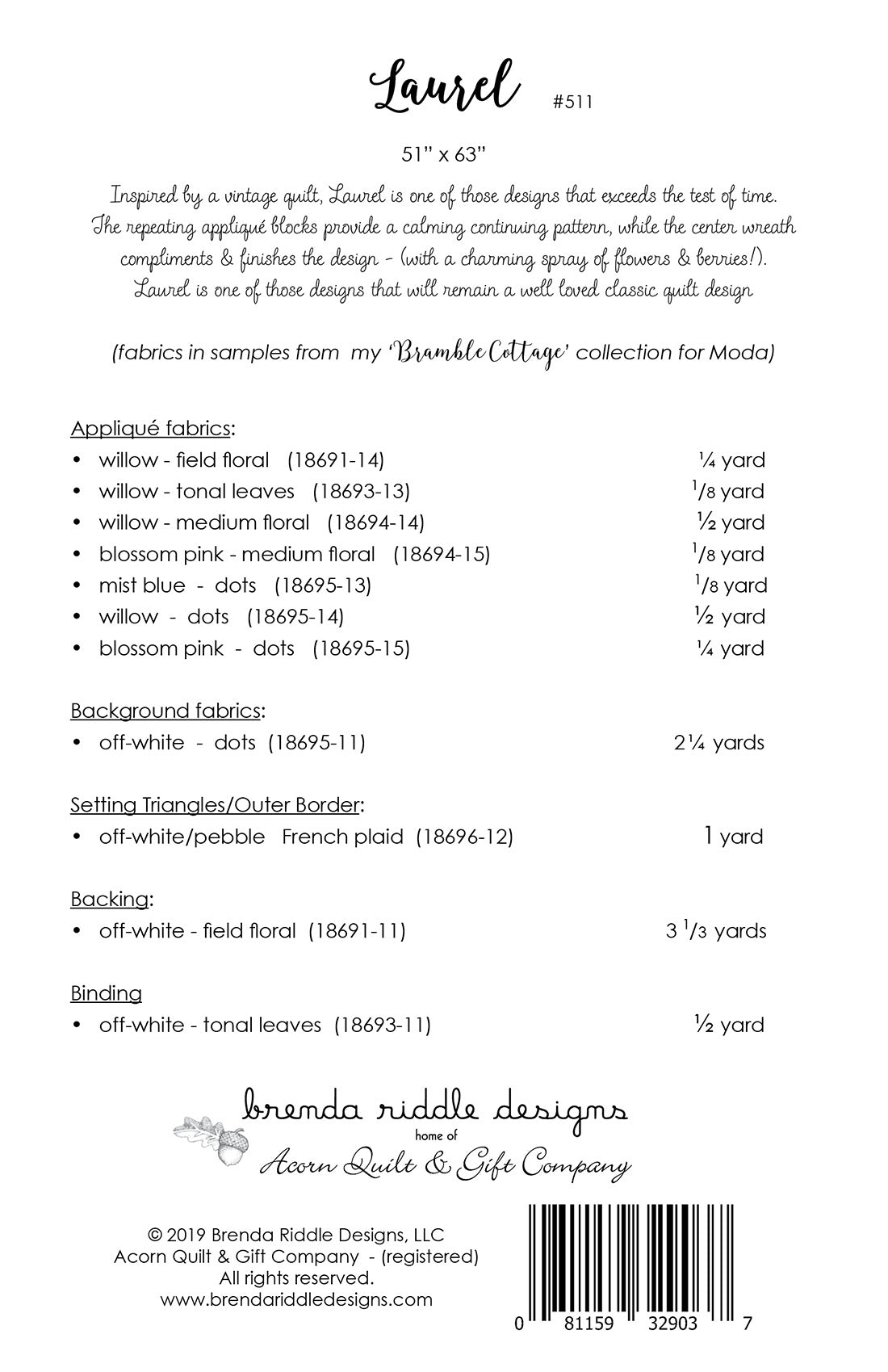 Laurel - PDF pattern – brenda riddle designs