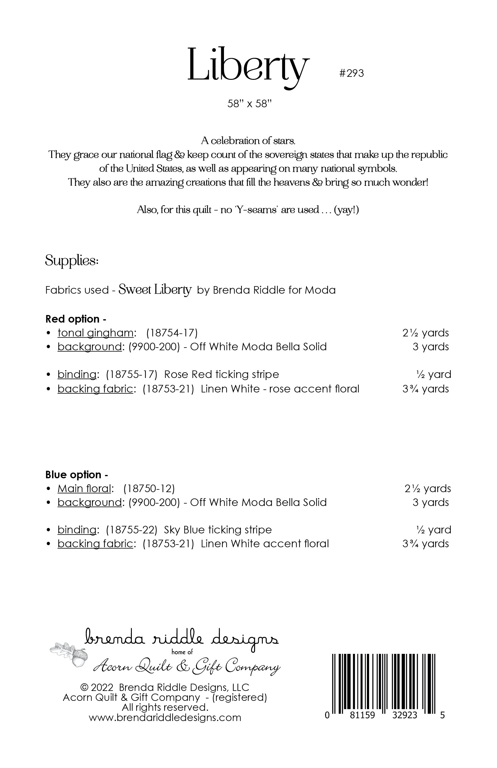 Liberty - PDF pattern – brenda riddle designs