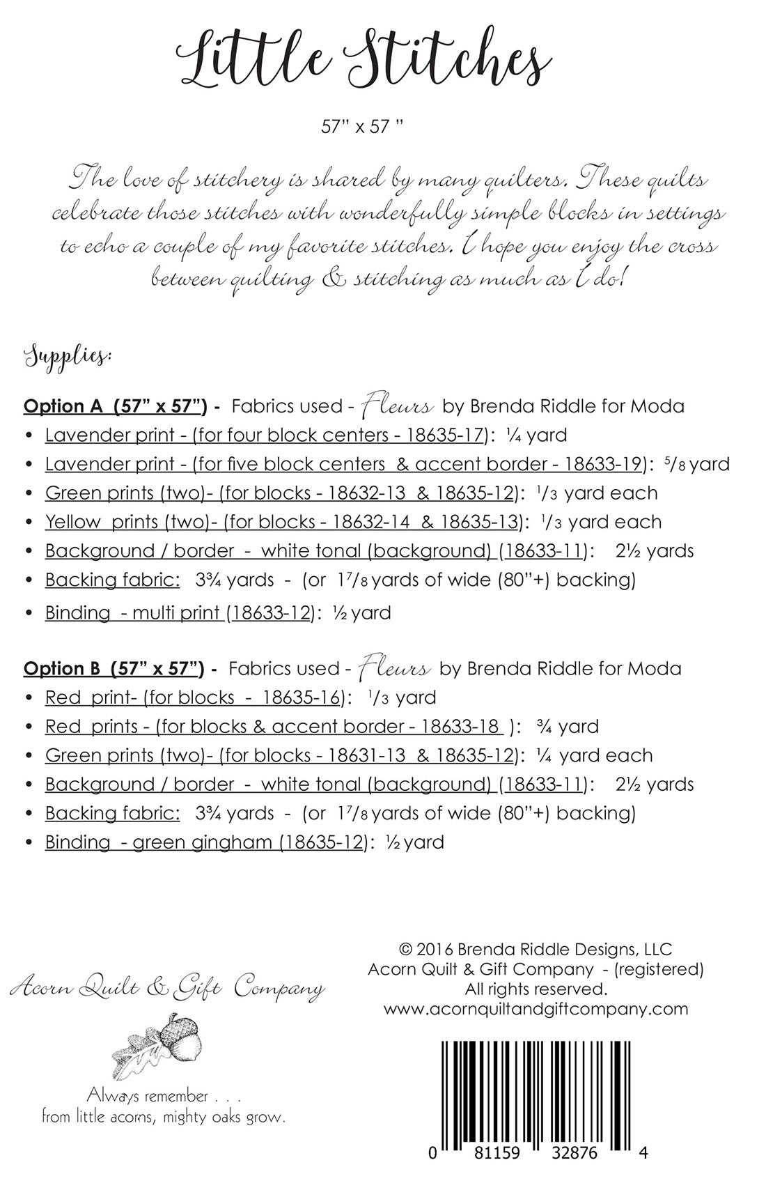 Little Stitches - paper pattern – brenda riddle designs