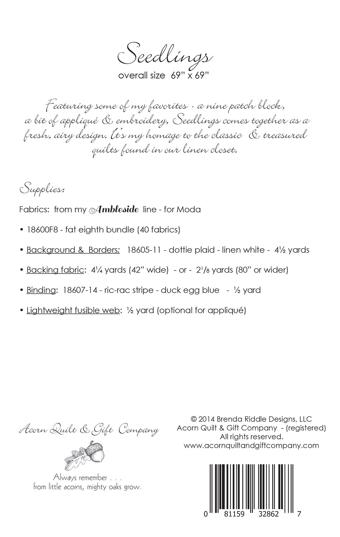 Seedlings - PDF pattern – brenda riddle designs