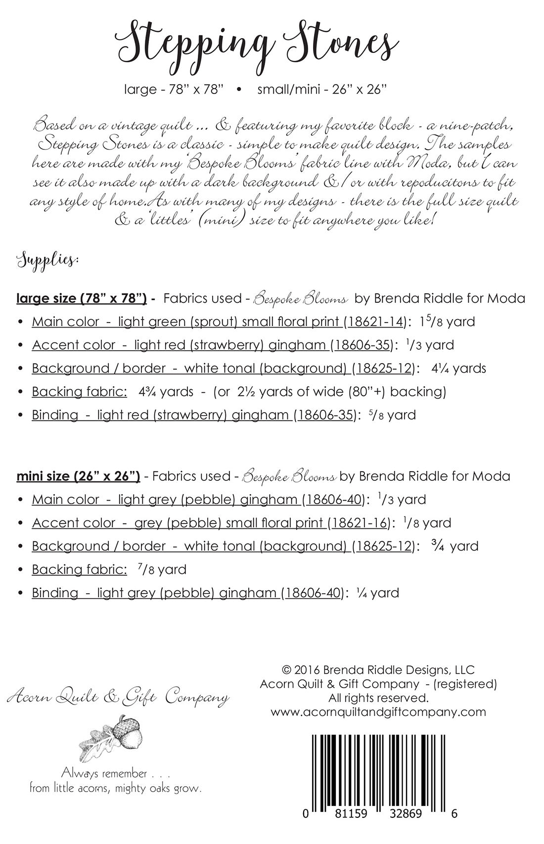 Stepping Stones - PDF pattern – brenda riddle designs