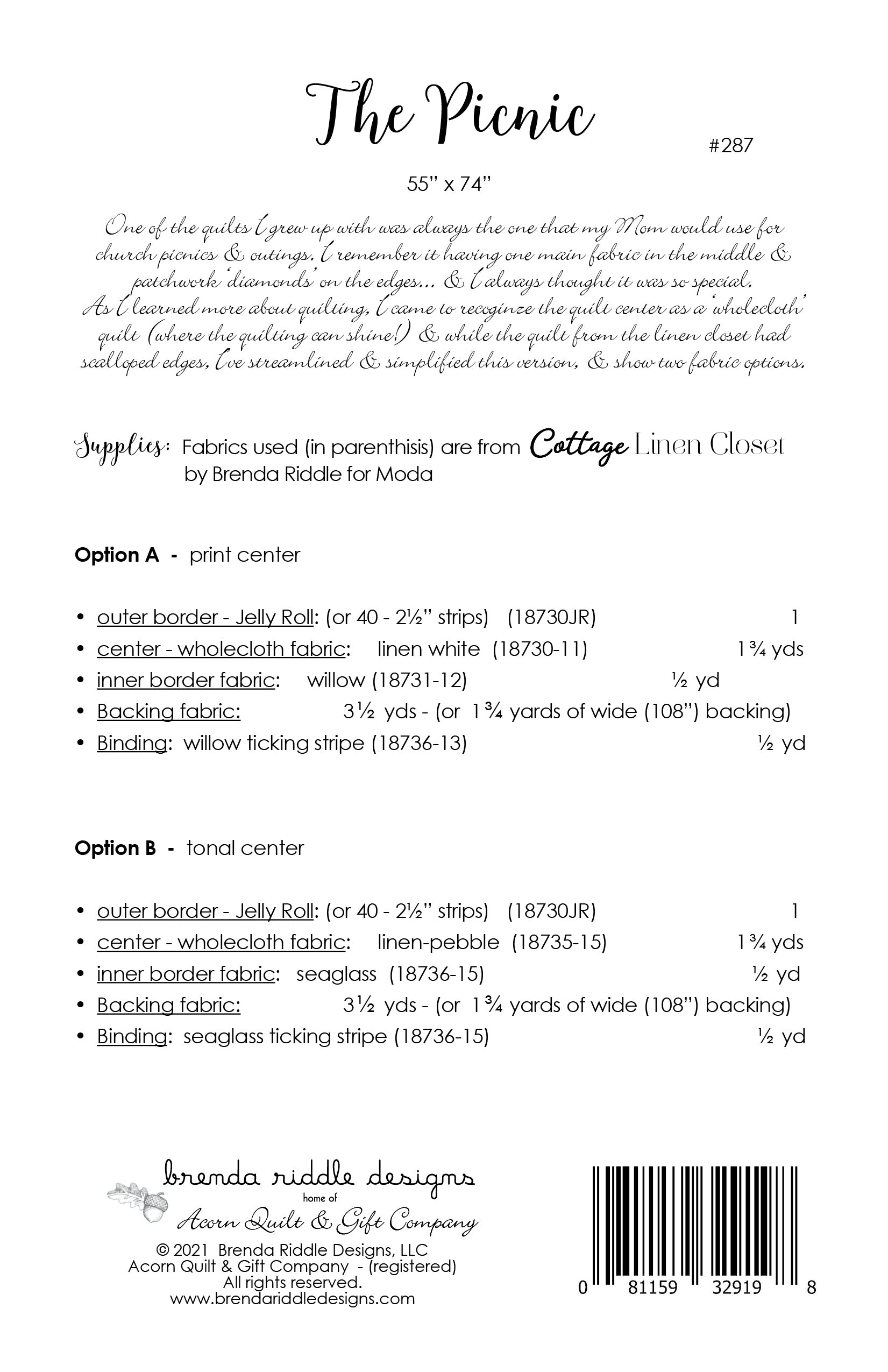 The Picnic - paper pattern – brenda riddle designs